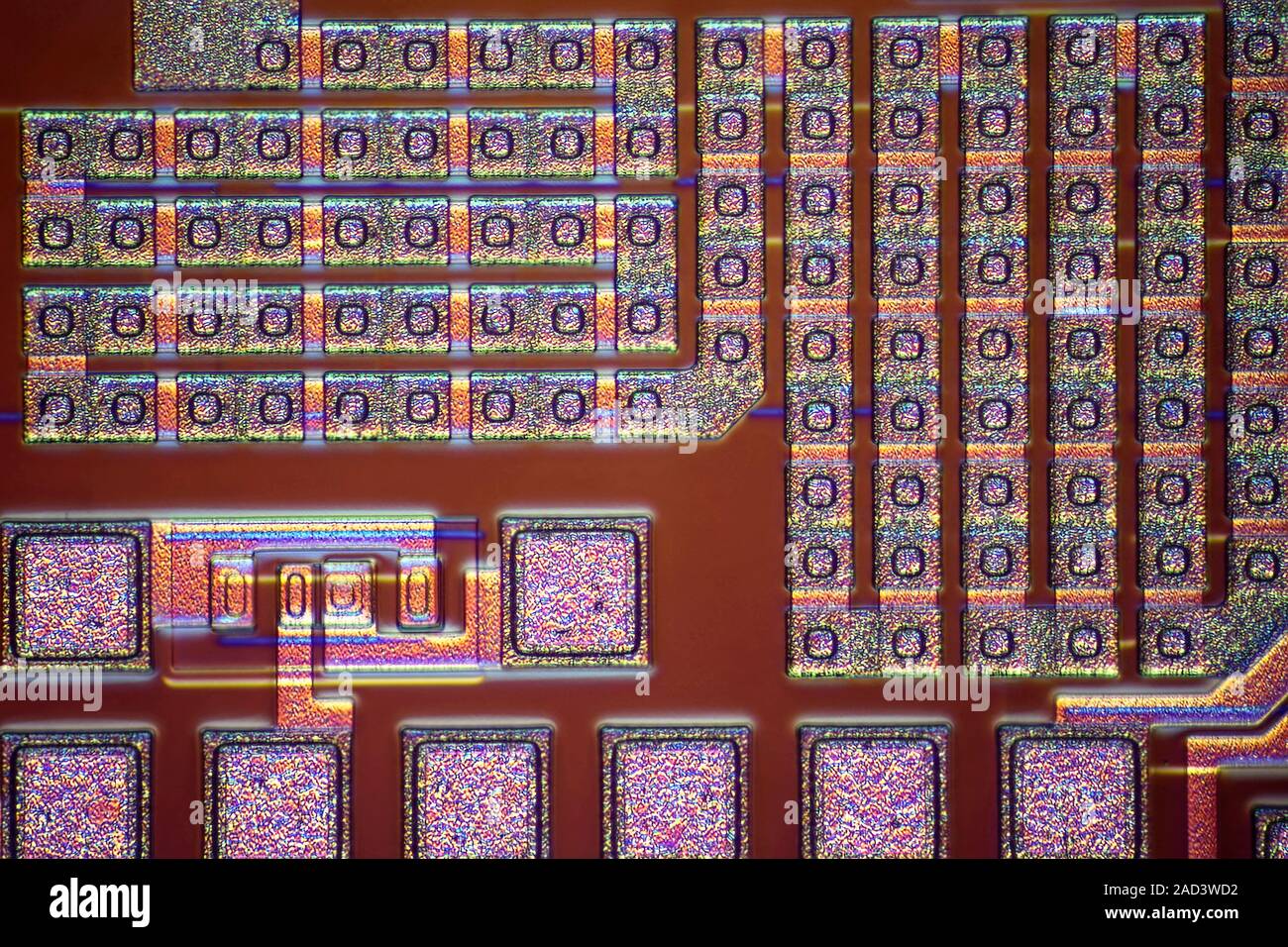Microchip surface. Differential interference contrast (DIC) light ...