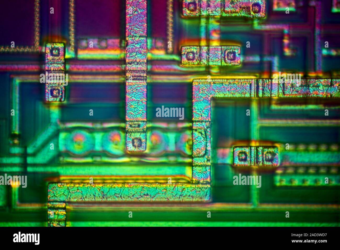 Microchip surface. Differential interference contrast (DIC) light ...