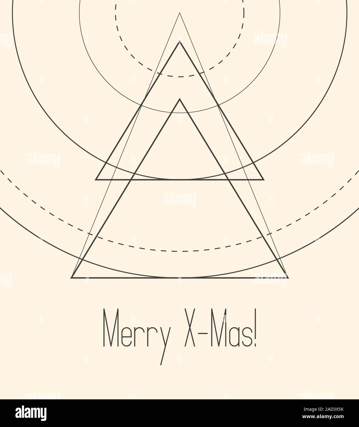 Minimalistic linear Christmas tree template. Geometric line art Stock ...