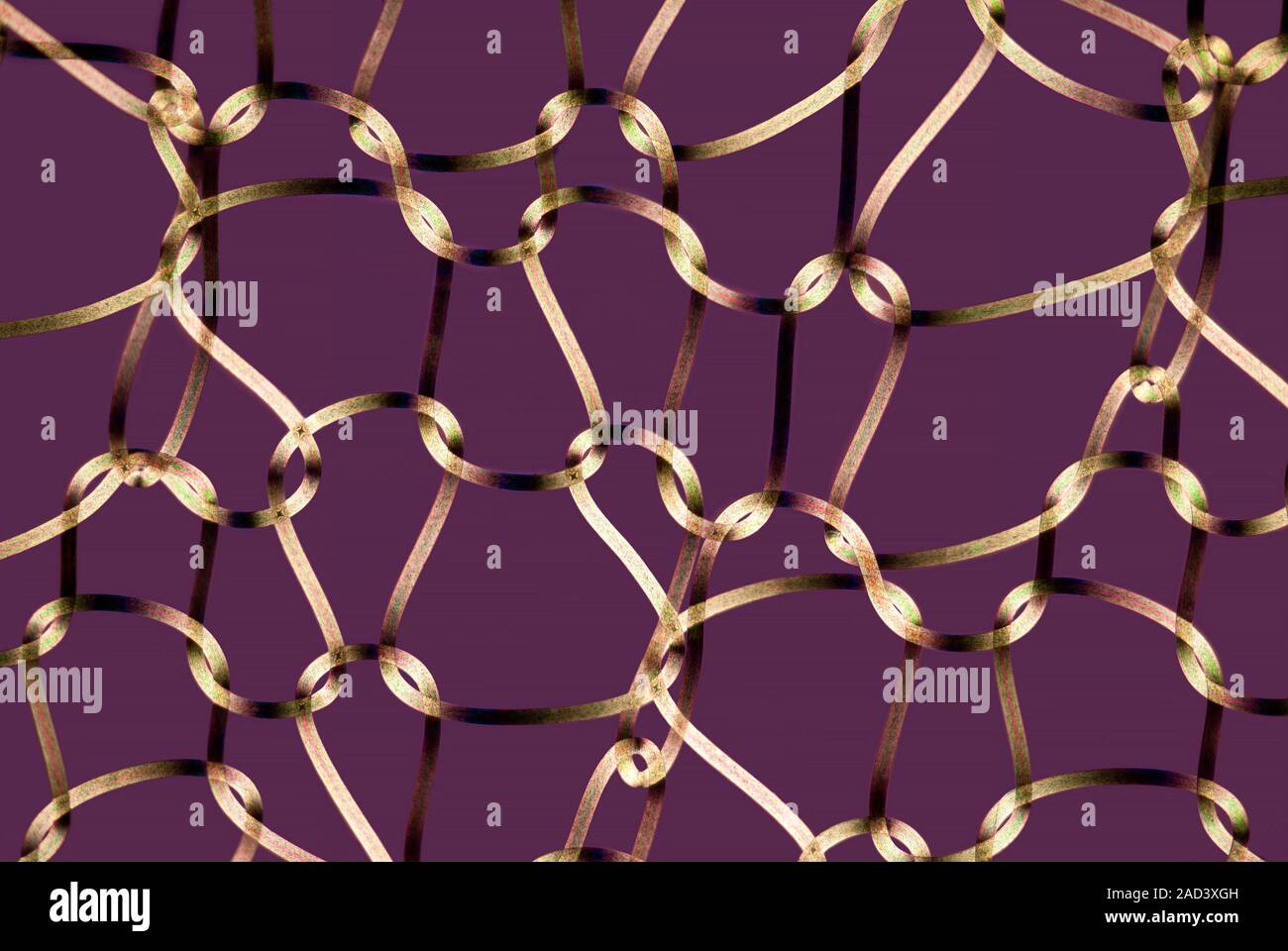 Polarised light micrograph of nylon stockings. Nylon is a polyamide ...