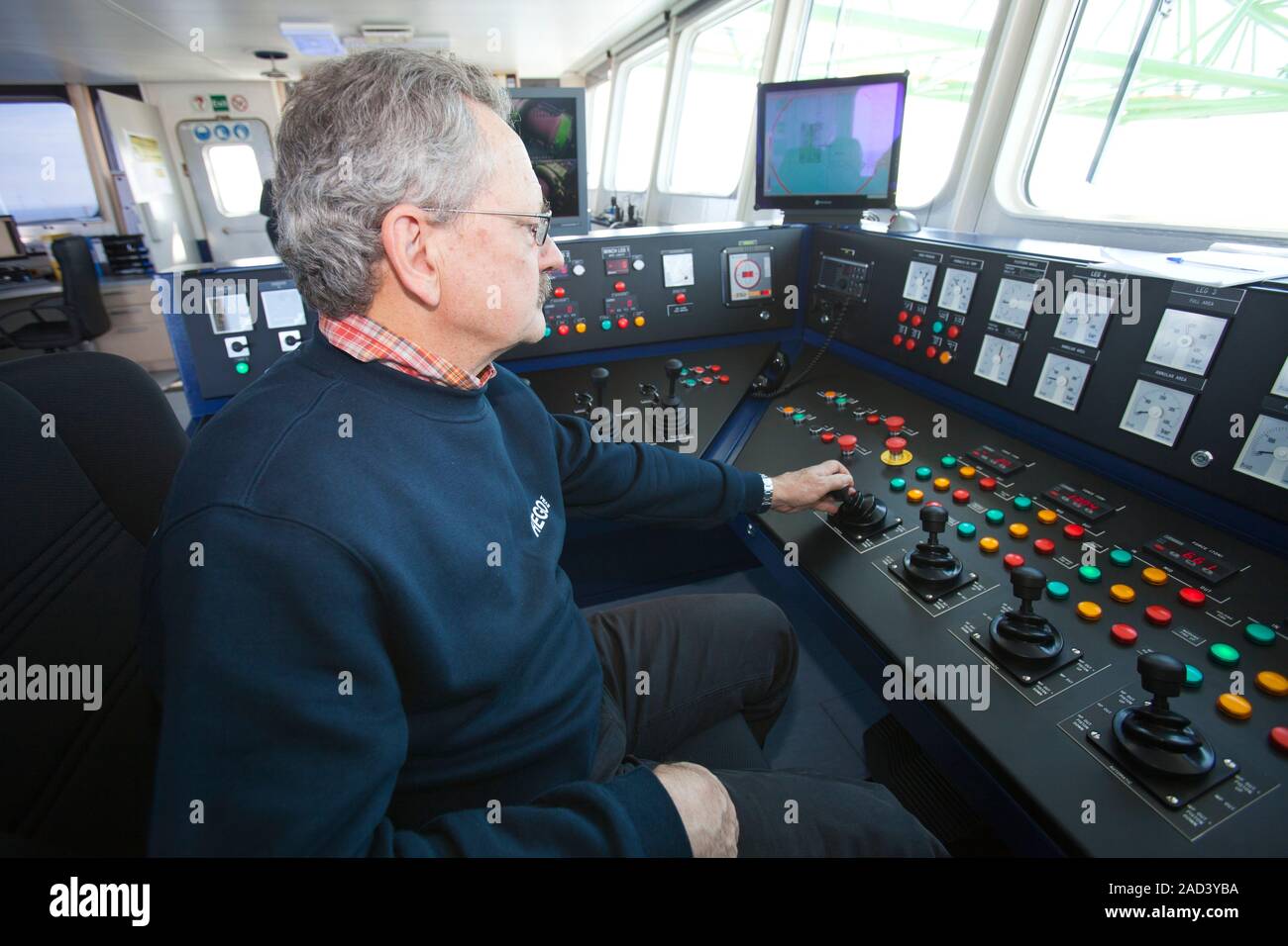 The captain of the Jack up barge, the Goliath controlling the ship, in ...