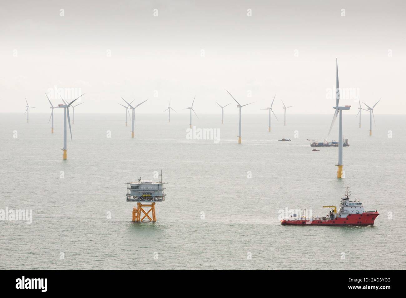 The Walney offshore wind farm taken from the top of one of the turbines ...
