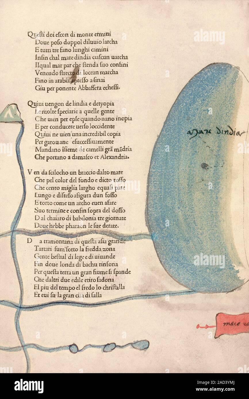 Cosmographic poem. Illustrated page from the 15th-century cosmographic ...