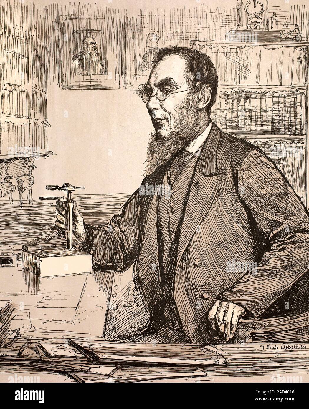 Joseph Dalton Hooker (1817-1911), British botanist, with a microscope ...