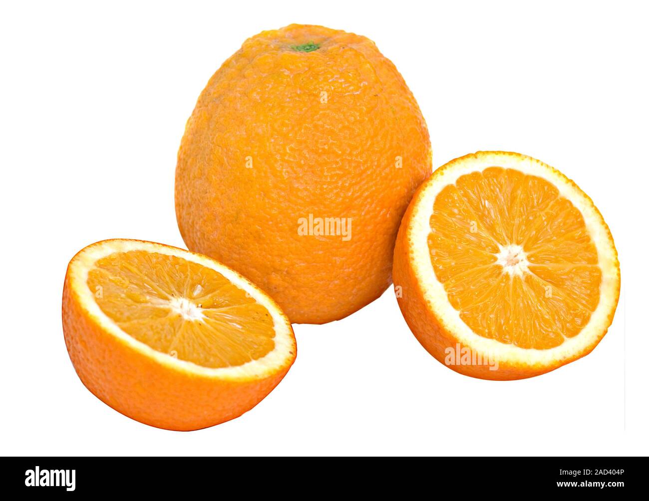 Orange and its sections isolated on white background Stock Photo - Alamy
