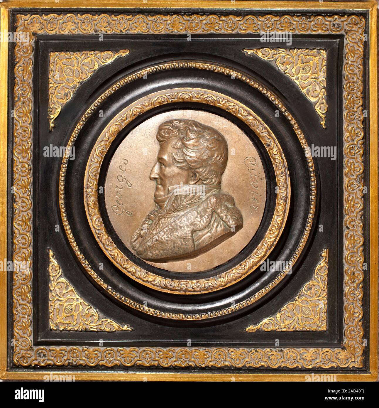 Georges Cuvier (1769-1832), French zoologist, sculpted in an 18th ...