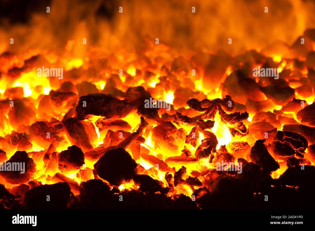 Burning fuel in the boiler at Queens Mill in Burnley. The mill is ...