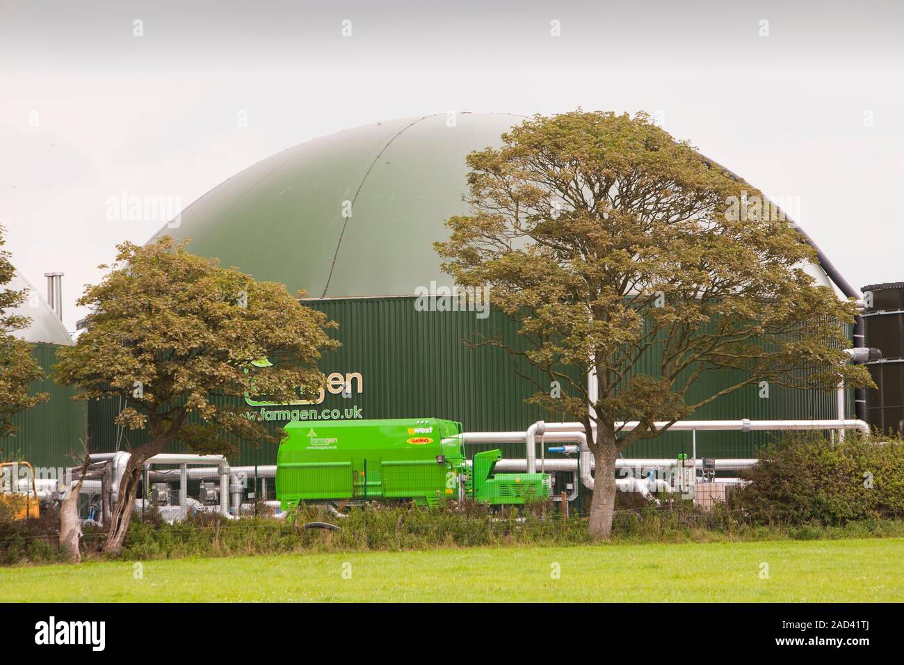 Farmgen anaerobic biodigester, Carr Side Farm near Warton, Lancashire, UK. These biodigester ...