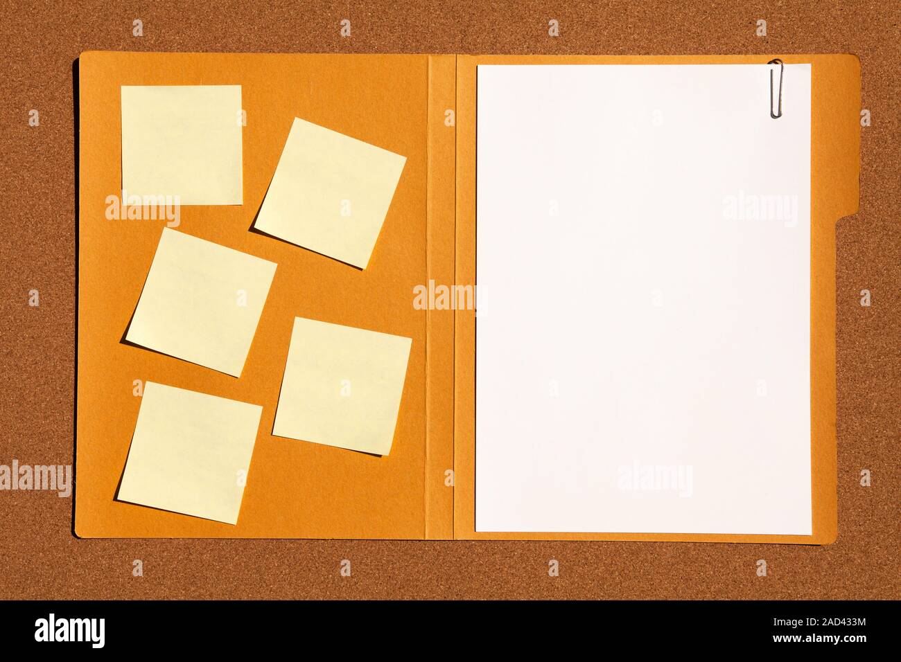 Open file folder with bunch of sticky notes Stock Photo - Alamy