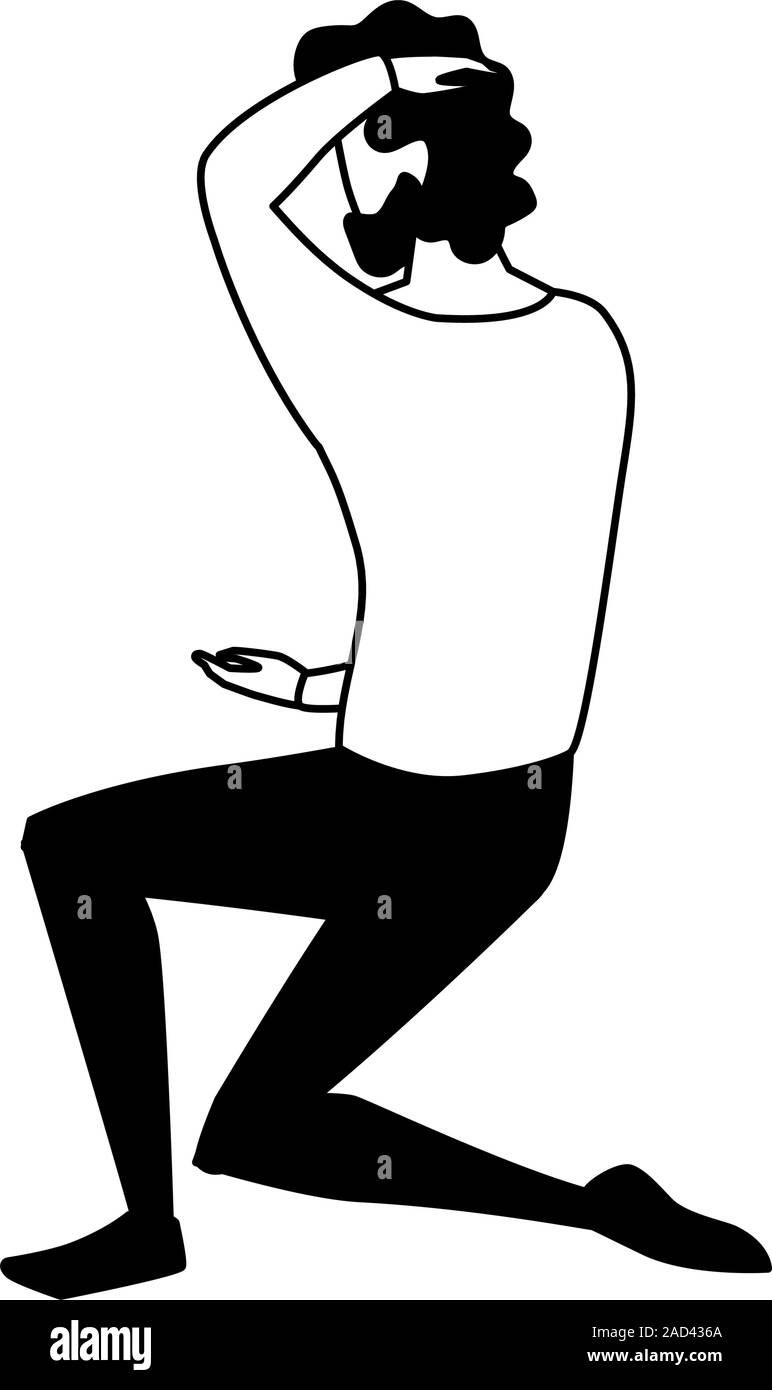 silhouette of young man of back position on white background vector ...