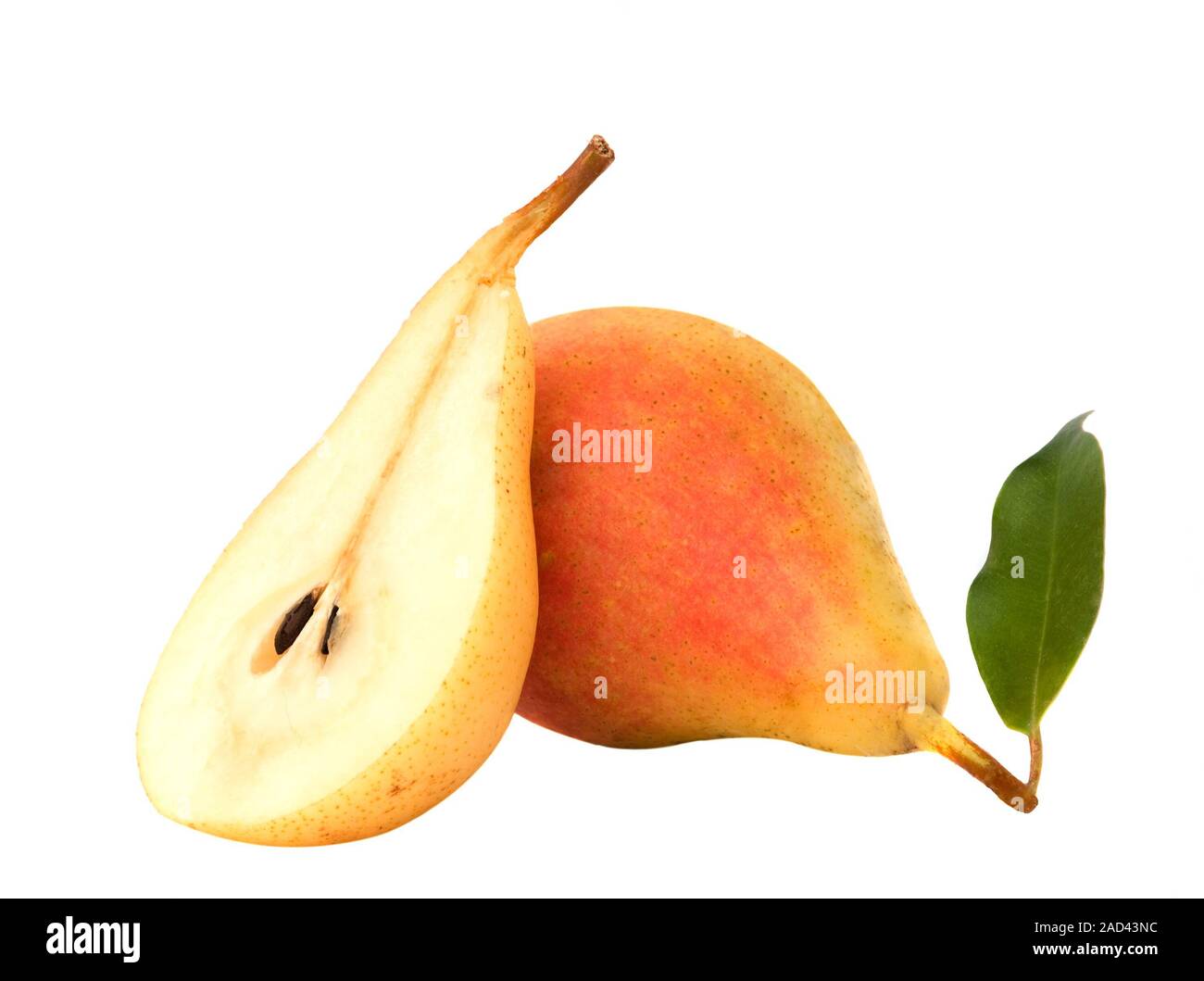 Pear and its section isolated on white background Stock Photo - Alamy