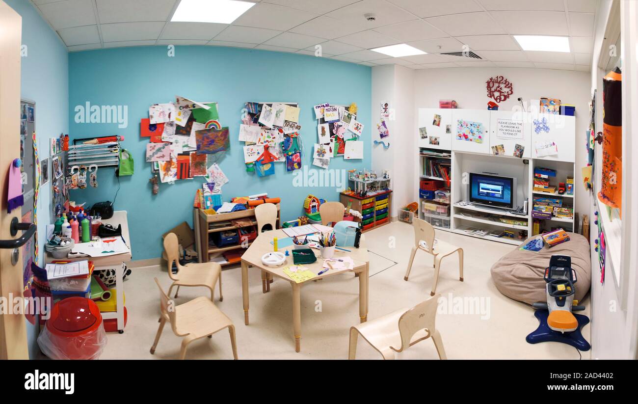 Paediatrics play room in a hospital. Play areas such as this help ...