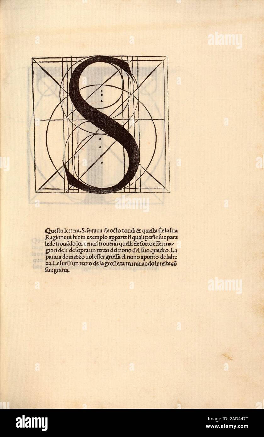 Geometrical letter 'S'. 16th-century diagram of a geometrical ...