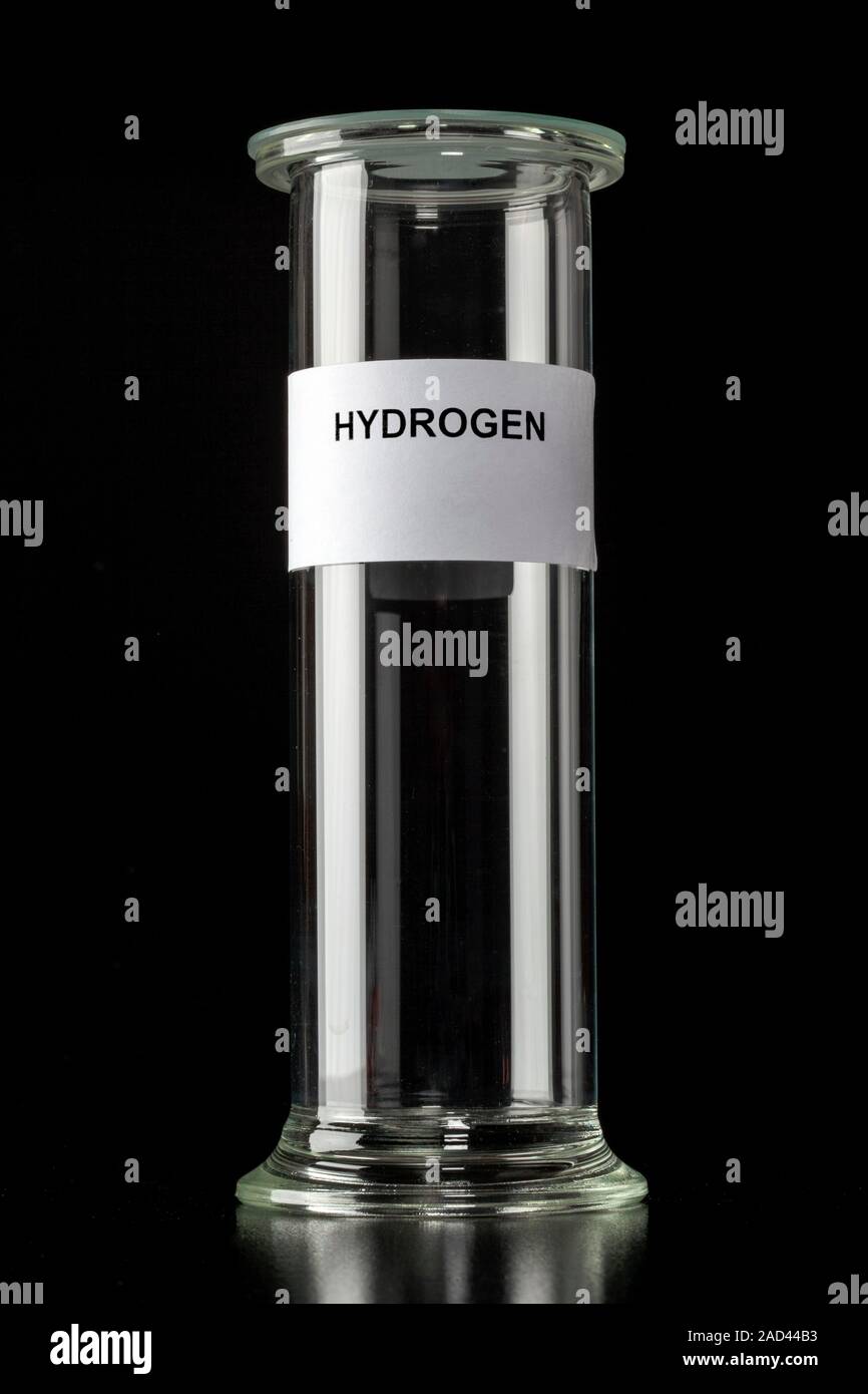 Gas jar of Hydrogen. Hydrogen is a colourless gas at room temperature ...