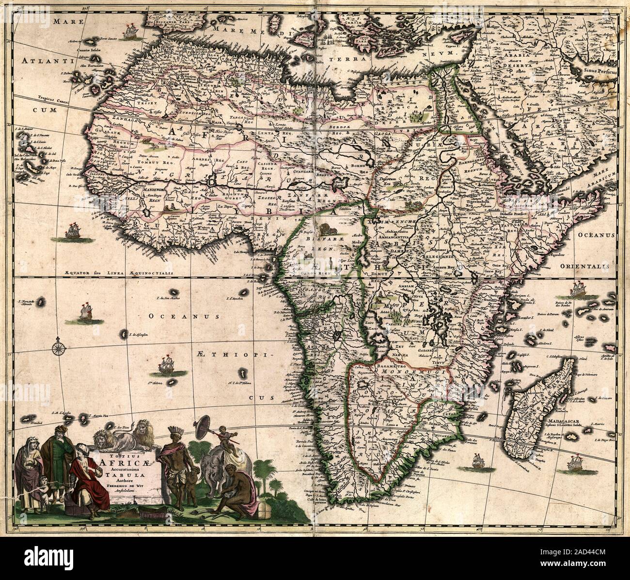 Map of Africa. 17th-century map of the continent of Africa, produced in ...