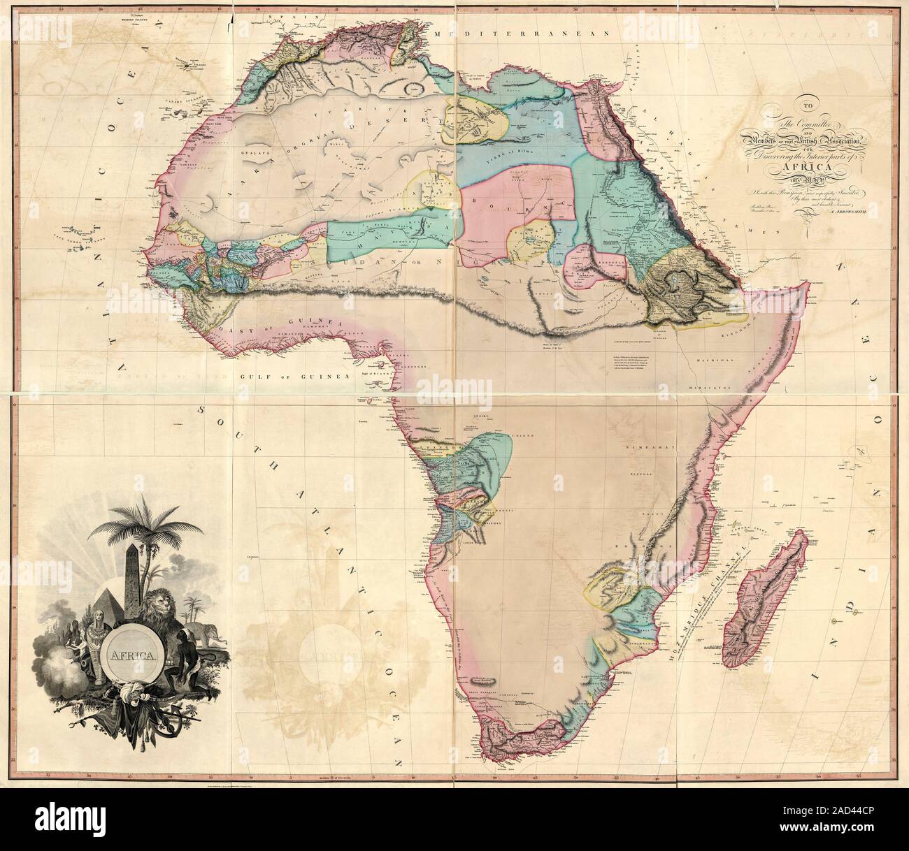 Map of Africa. 19th-century map of the continent of Africa, published ...
