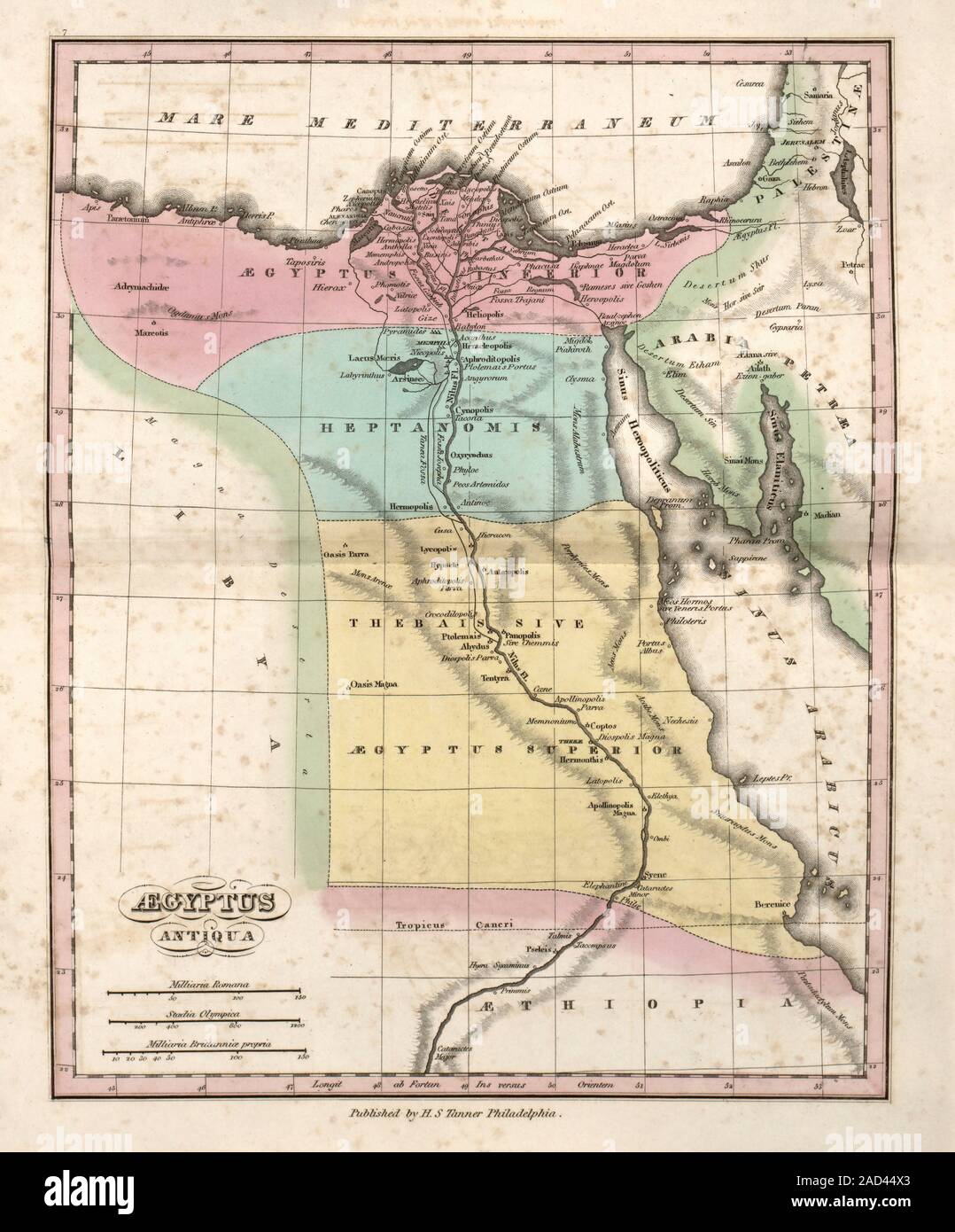 Map of Ancient Egypt, 19th century. This map is divided by colour into ...