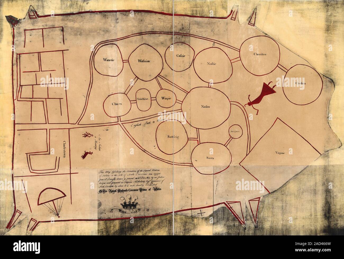 Map of Native American nations. 18th-century map of a confederation of ...