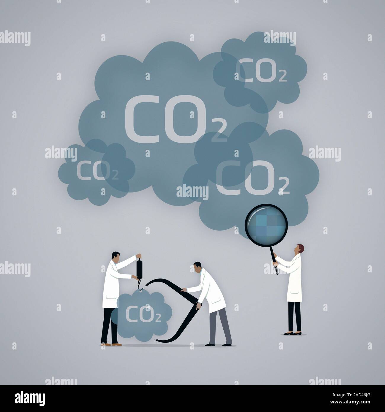 Measuring carbon footprint, conceptual image. Computer illustration ...