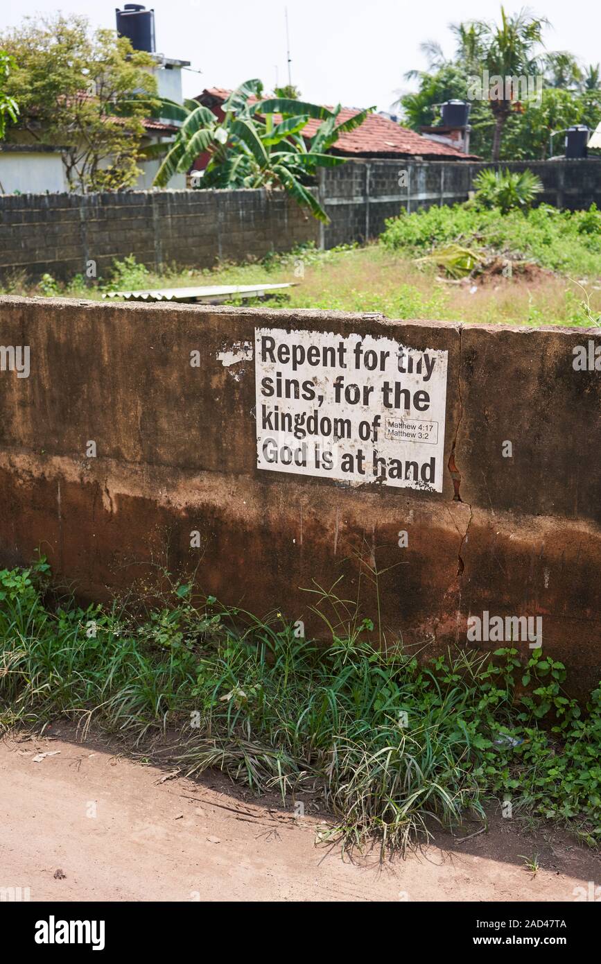 Christian scripture on a sign in Negombo Stock Photo - Alamy