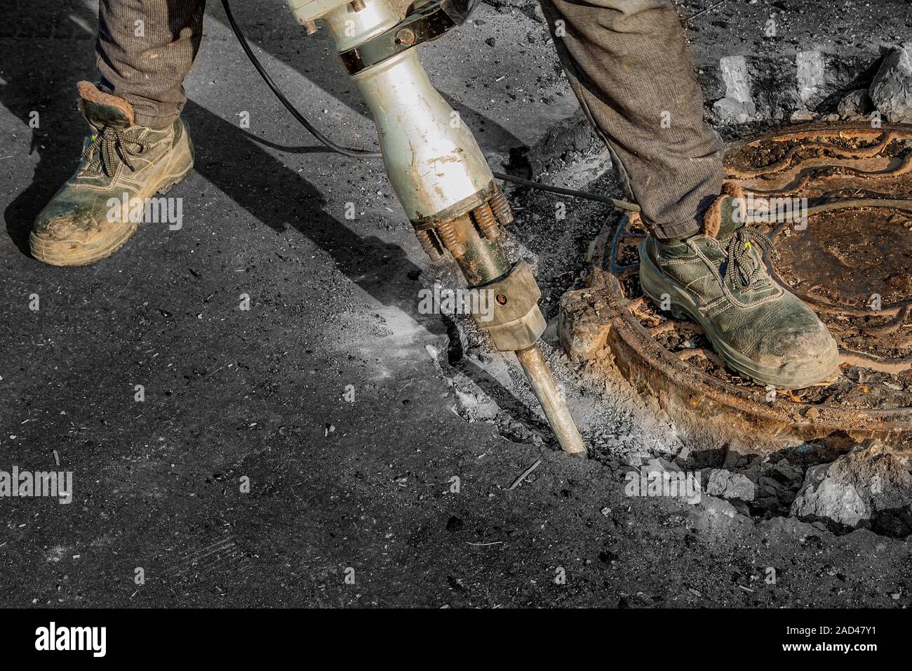 Construction jackhammer sign hi-res stock photography and images - Alamy