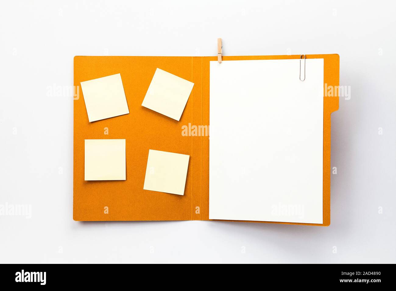Open file folder with bunch of sticky notes Stock Photo - Alamy