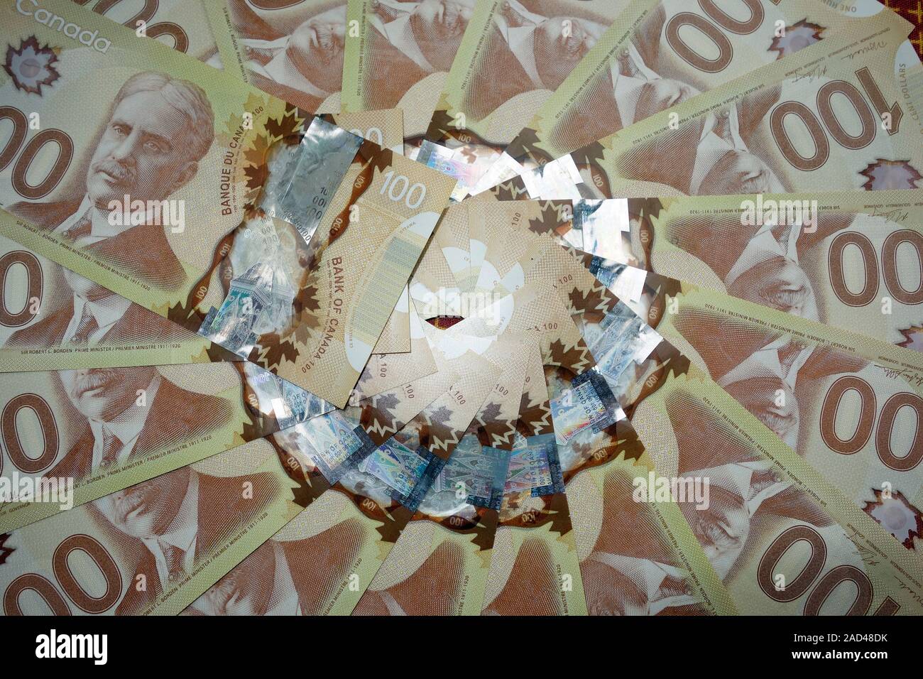 Stack canadian 100 dollar bills hi-res stock photography and images - Alamy