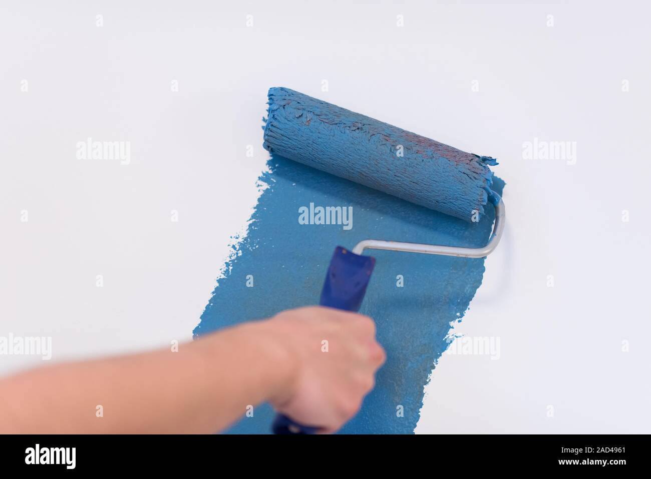 Decorator's hand painting wall Stock Photo - Alamy