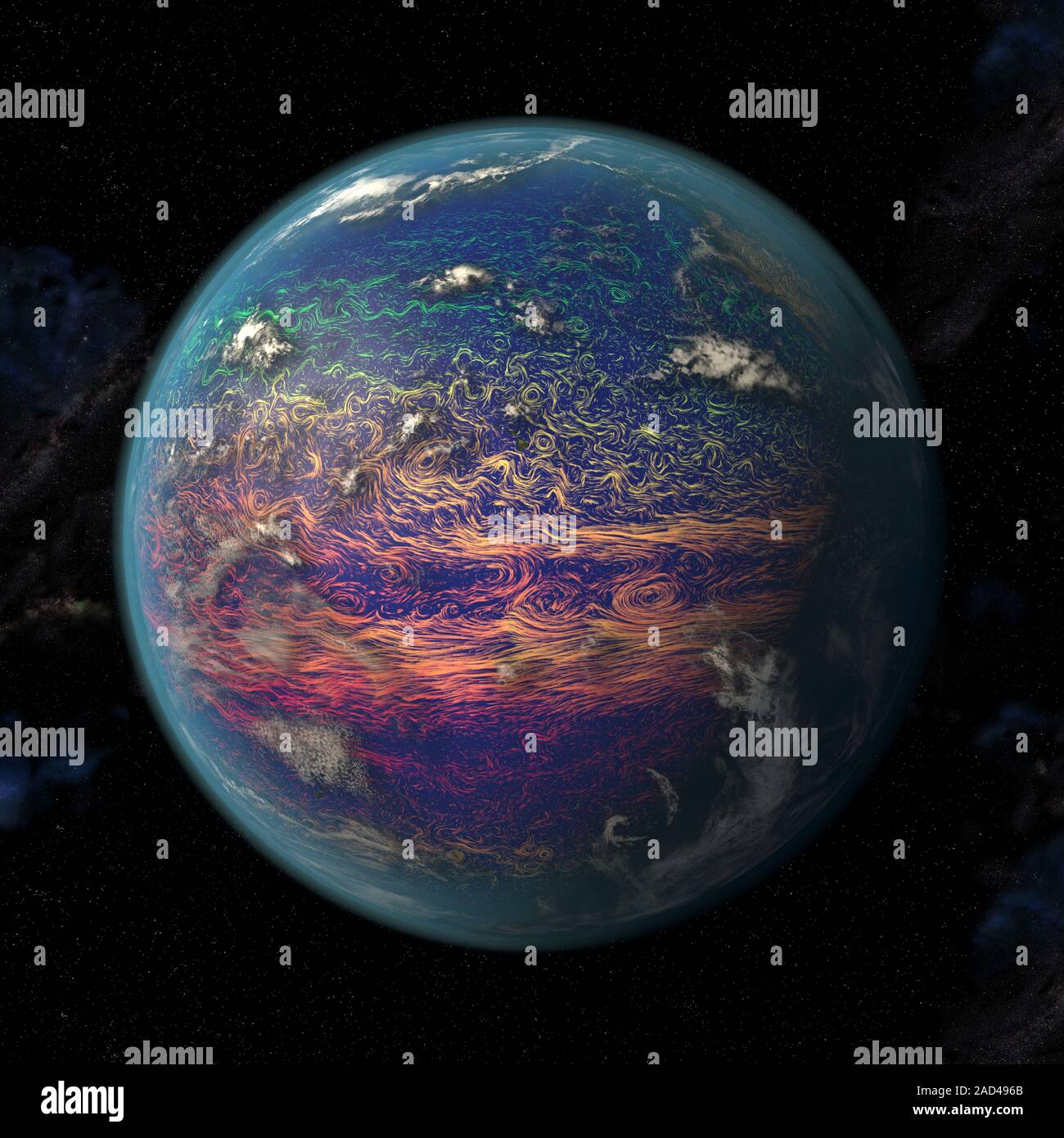 Ocean currents in the Pacific Ocean. Satellite-based graphic showing ...