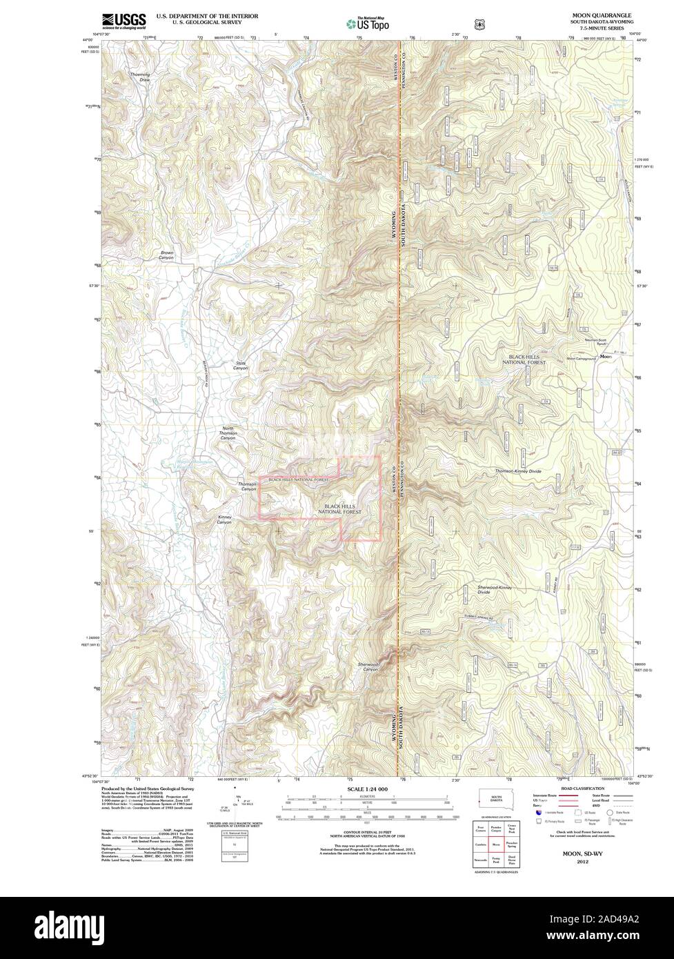 USGS TOPO Map South Dakota SD Moon 20120607 TM Restoration Stock Photo ...