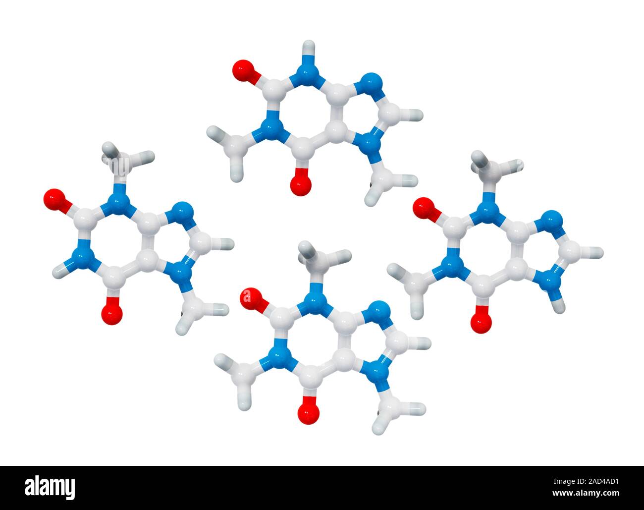 Methylxanthine stimulants. Computer illustration showing the structure ...