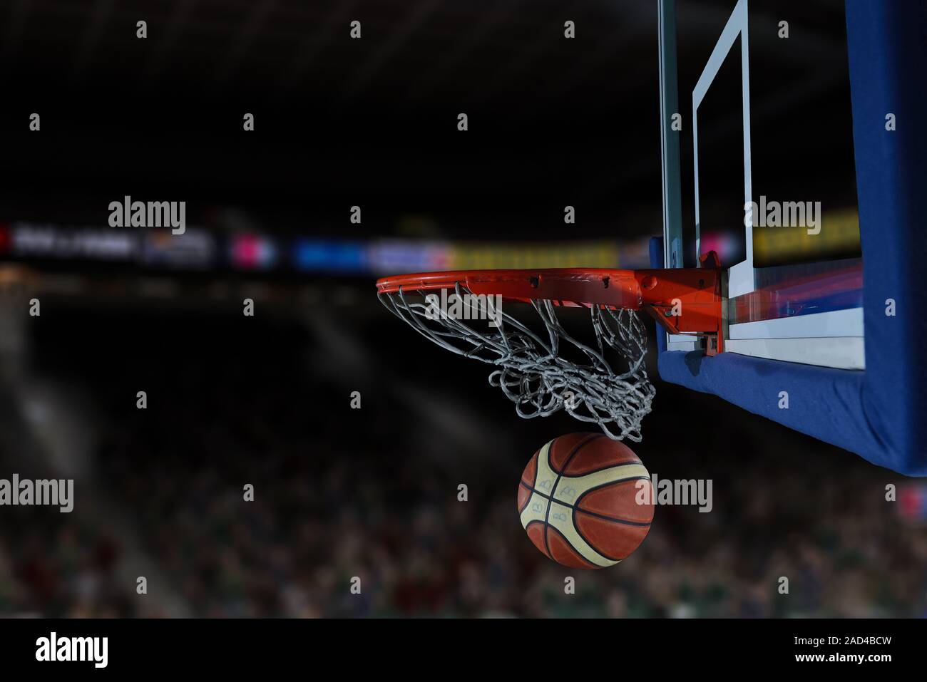 basketball ball and net on black background Stock Photo - Alamy