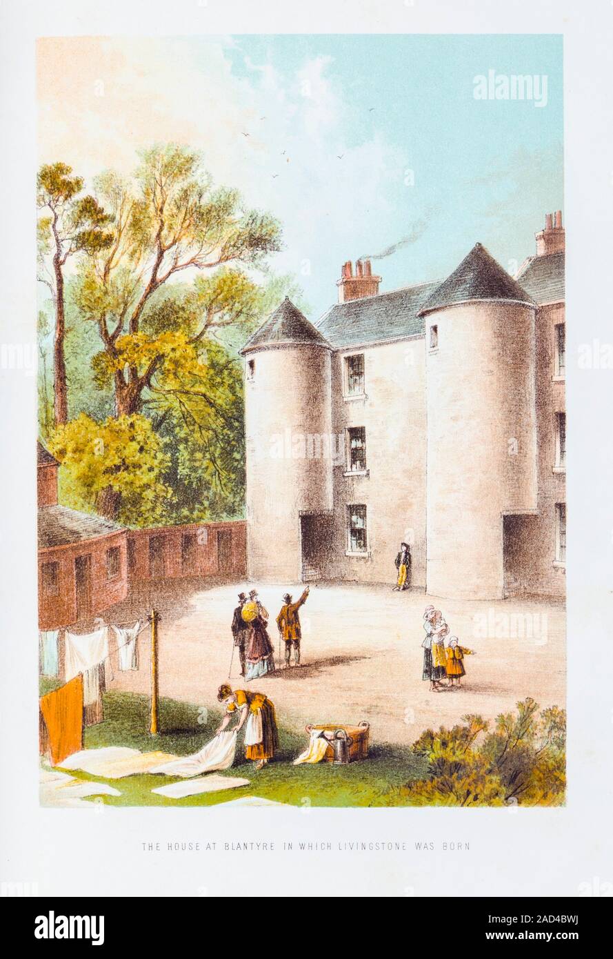 House where Livingstone was born. Illustration of the house in Blantyre ...