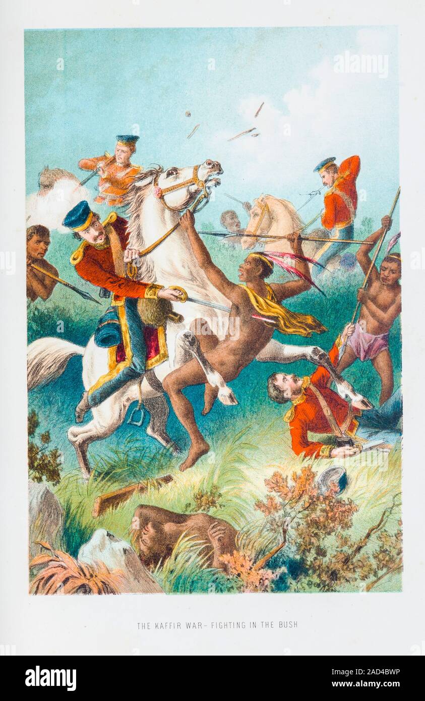 African Cape Frontier Wars, 19th century. Illustration of fighting in ...