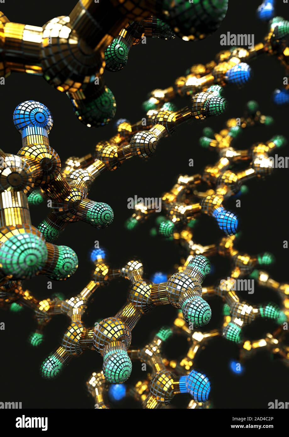 DNA peptides. Computer illustration showing the structure and ...