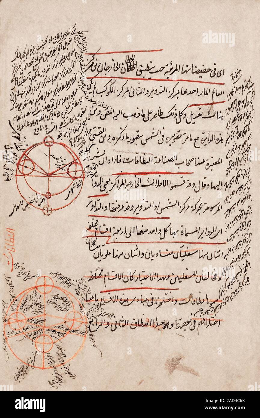 Persian astronomy. 15th-century manuscript written in the north-eastern ...