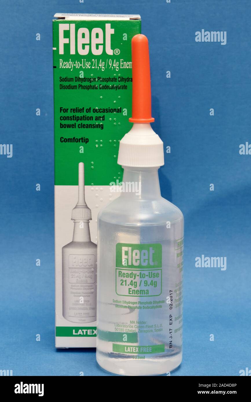 Enema kit. Fleet enema kit, containing a sodium phosphate solution ...