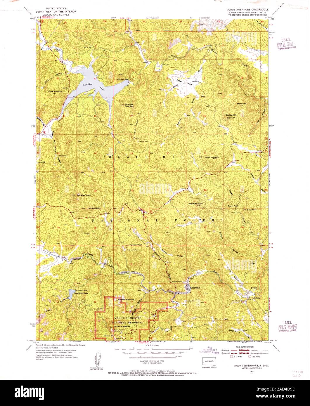 USGS TOPO Map South Dakota SD Mount Rushmore 343800 1954 24000 ...