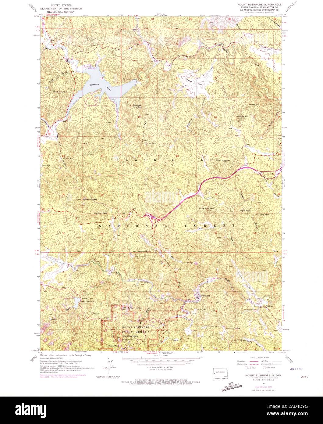 USGS TOPO Map South Dakota SD Mount Rushmore 343803 1954 24000 ...