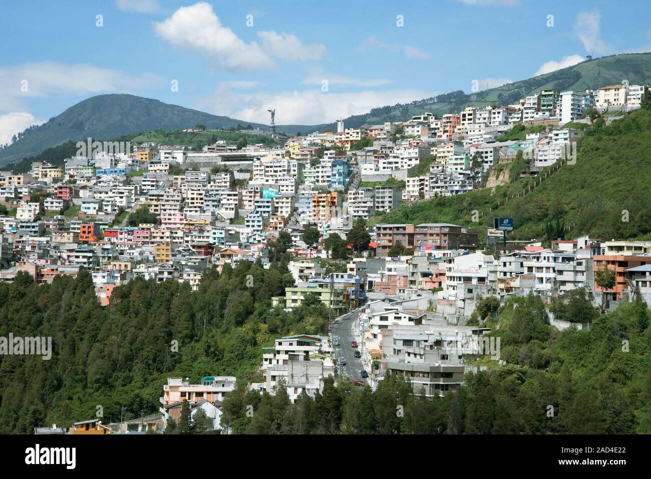 Quito. View over Quito, the capital city of Ecuador. Quito lies in the ...