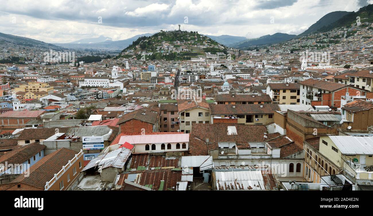 Quito. View over Quito, the capital city of Ecuador. Quito lies in the ...