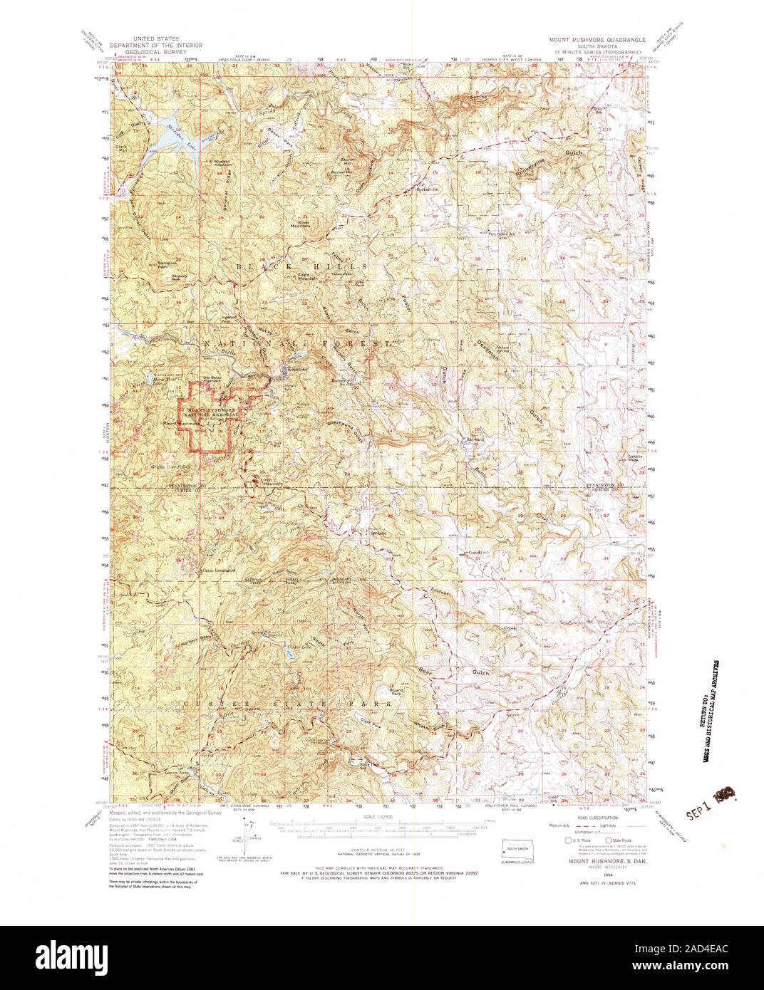 USGS TOPO Map South Dakota SD Mount Rushmore 344620 1954 62500 ...