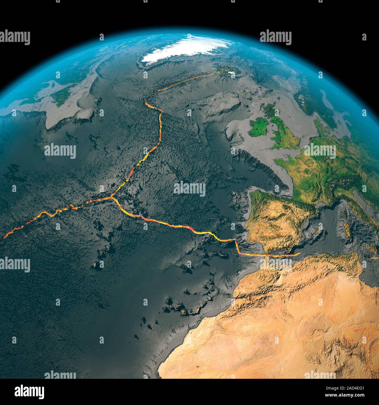 Global tectonics, north-western Atlantic. Satellite-based model of a ...