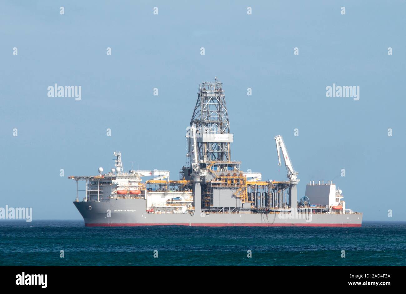 Oil exploration ship. Deepwater Proteus drillship. This ship is used to ...