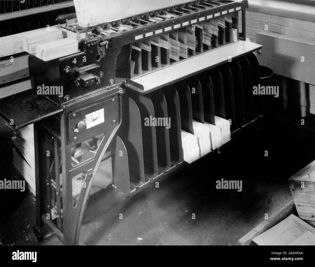 Punch card sorting for 1930 US Census. Machine being used to sorting ...