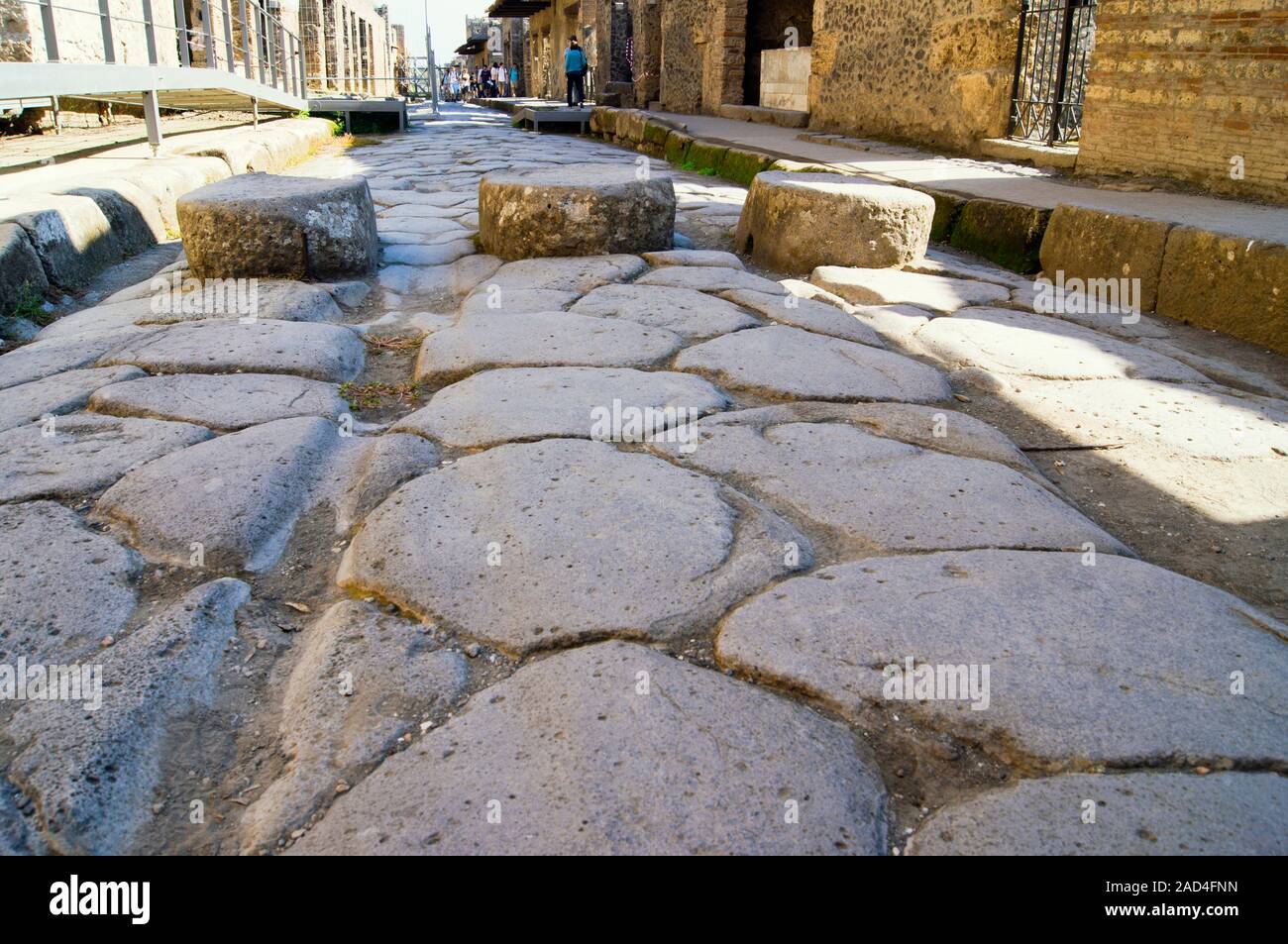 View west down Via dell'Abbondanza in the ruins of the ancient Roman ...