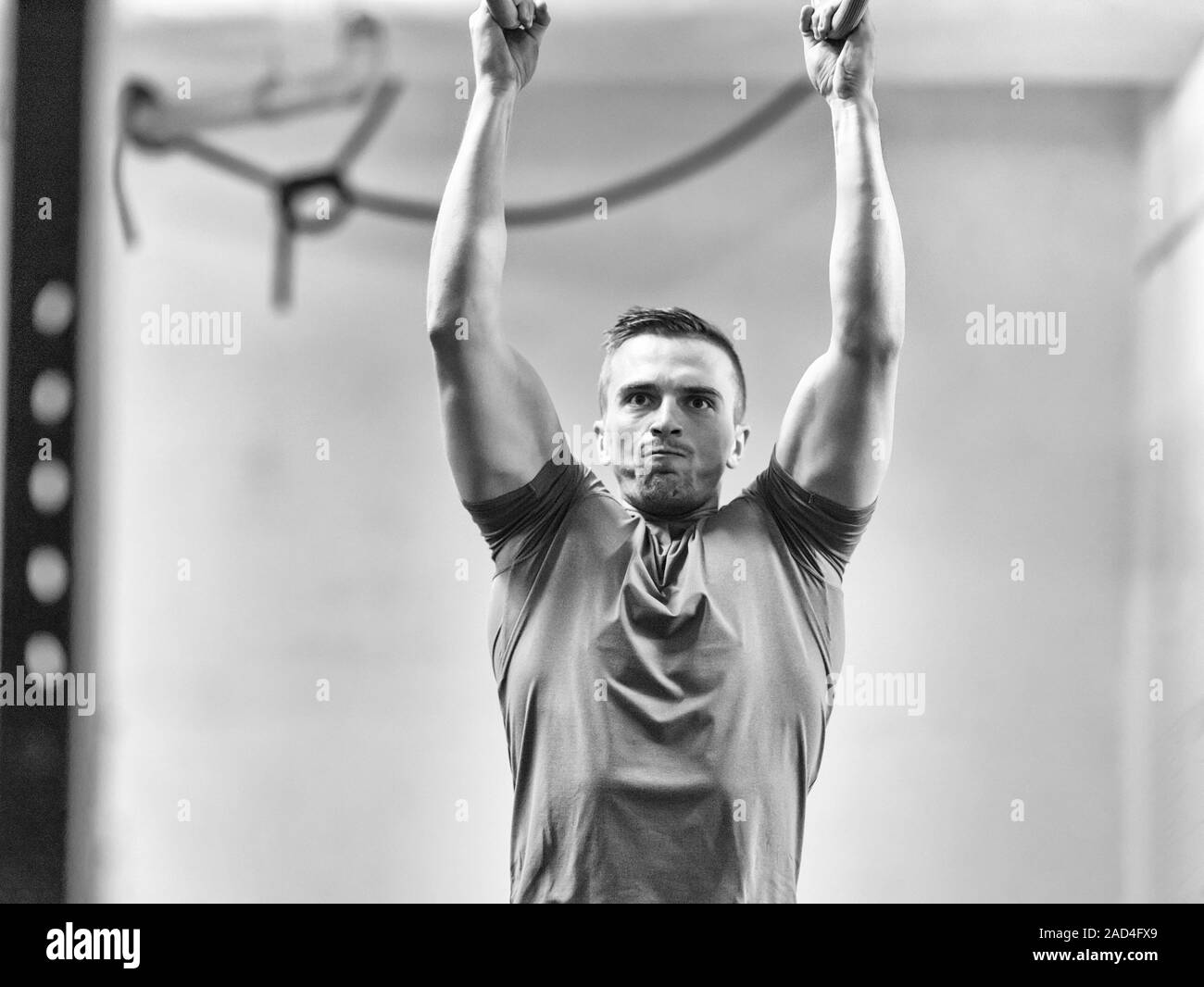 Young athletic man doing Black and White Stock Photos & Images - Alamy