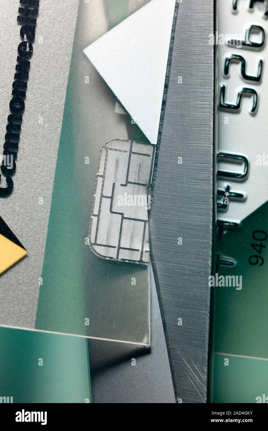 An expired chip and pin credit card. The picture shows the data chip ...