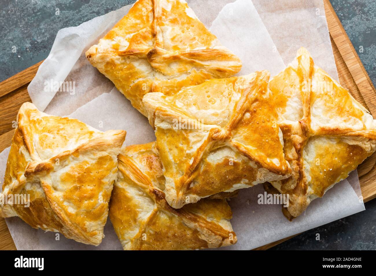 Crunchy puff pastry pies, homemade baking, top view Stock Photo - Alamy