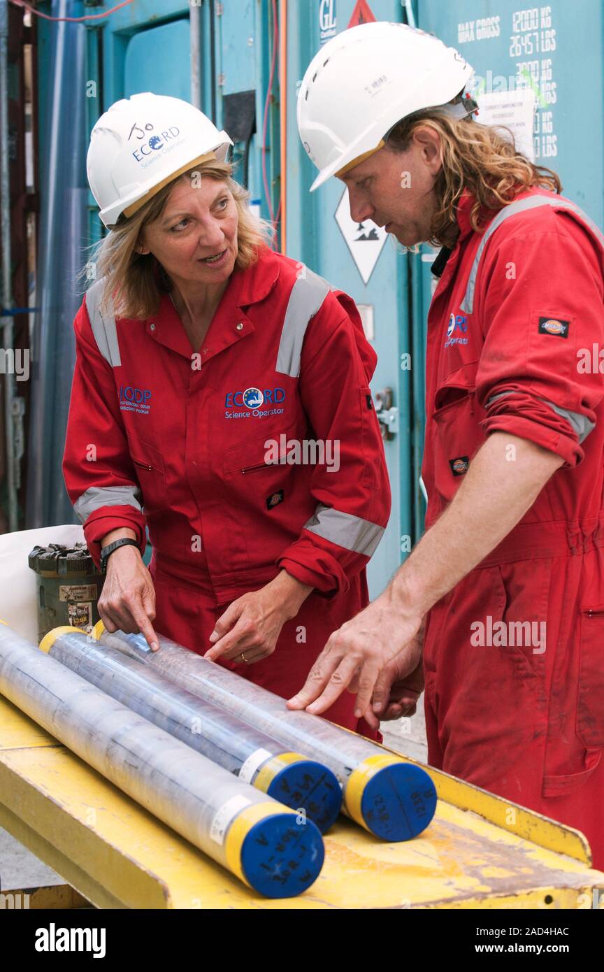 Chicxulub Crater core samples research. Lead scientists Joanna Morgan ...